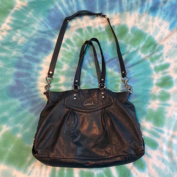 Coach | Bags | Coach Turquoise Ashley Leather Carryall Purse 64 | Poshmark